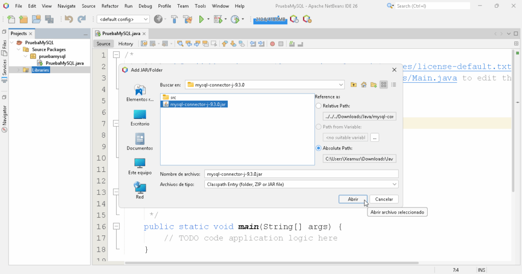 Cómo conectar MySQL con Java en Netbeans - Salón de clases